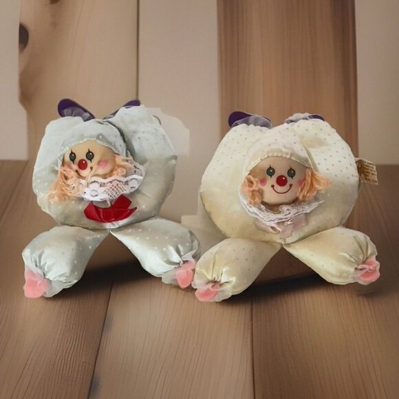 Toys | Vintage 1984 Jolly Jumper Inc Fabric Clowns Lot Of 2 Yellow Blue ...